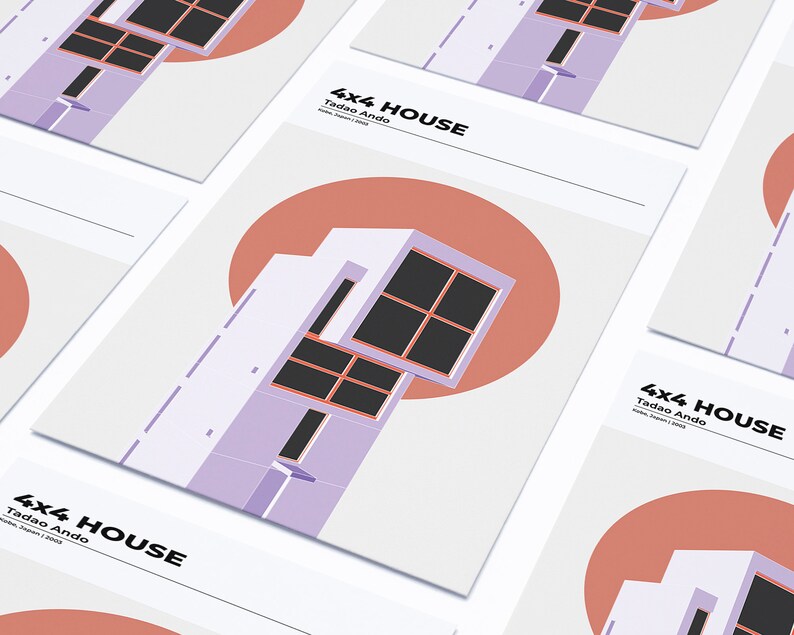 Architecture Poster Tadao Ando 4x4 House Architecture - Etsy