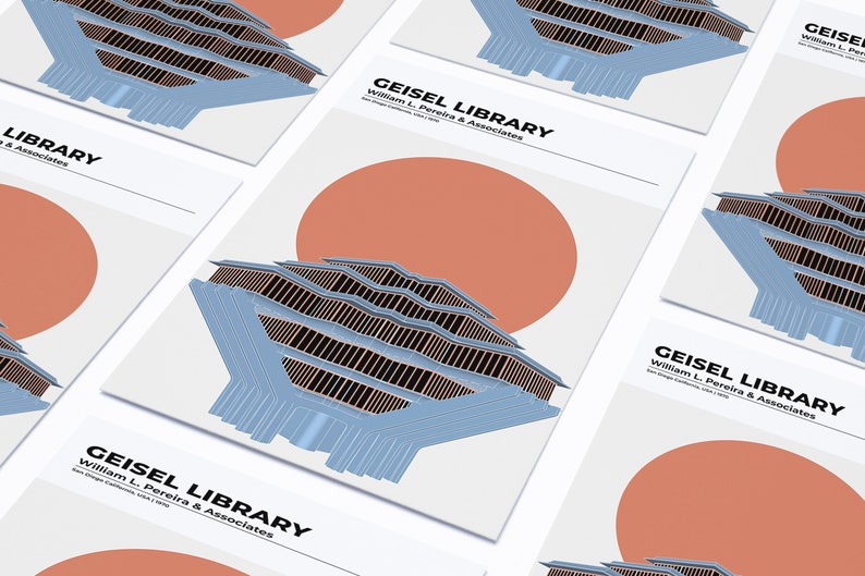Architecture Poster Geisel Library San Diego Architecture Print Wall ...