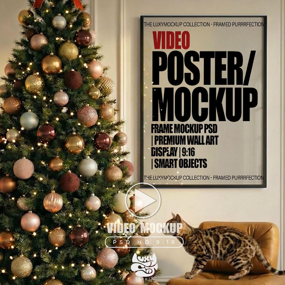 Frame Video Mockup, Christmas Tree Mockup, Video Poster Mockup ...