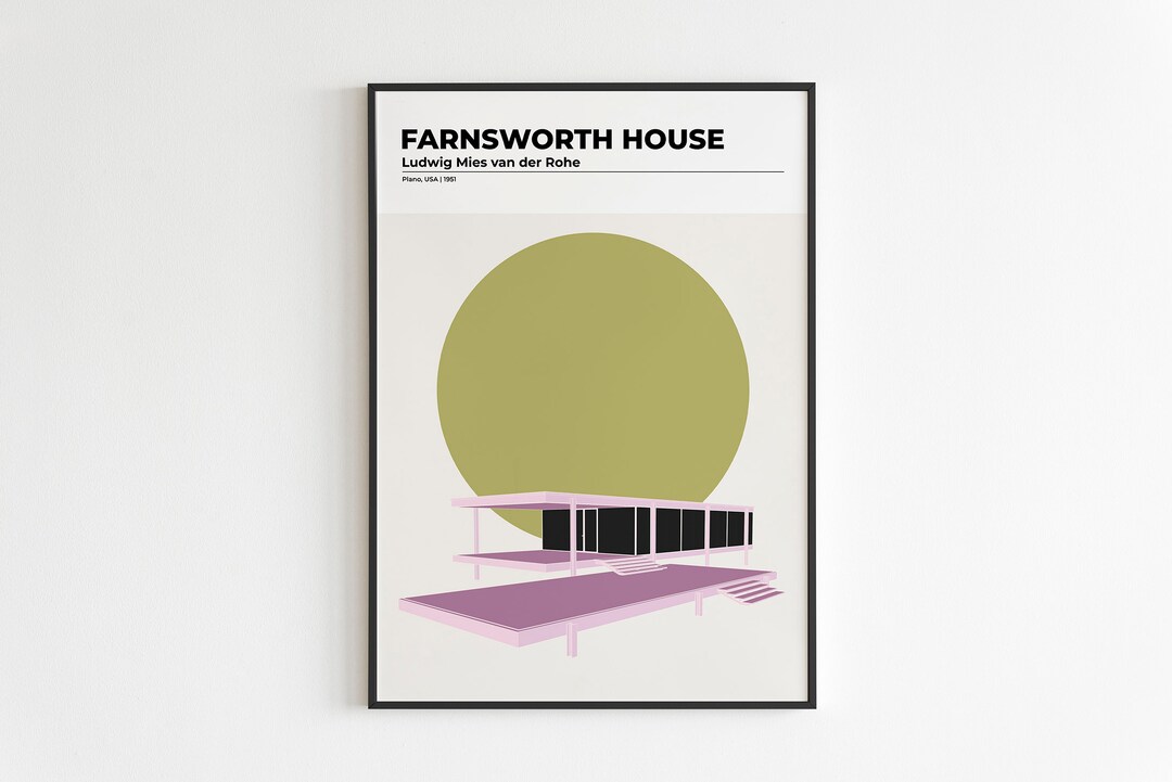 Architecture Poster Farnsworth House Mies Van Der Rohe Architecture ...