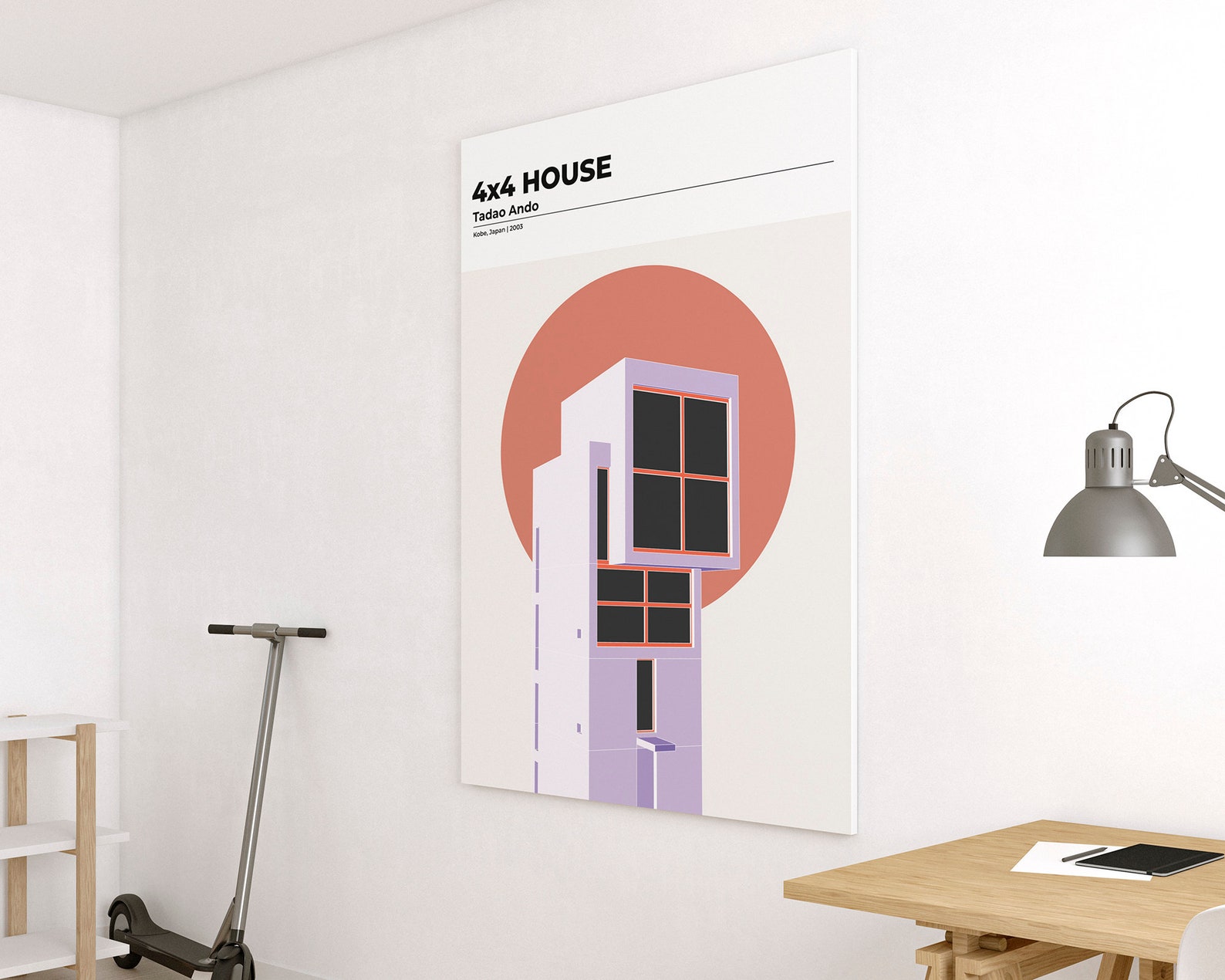 Architecture Poster | Tadao Ando 4x4 House | Architecture Print | Wall ...