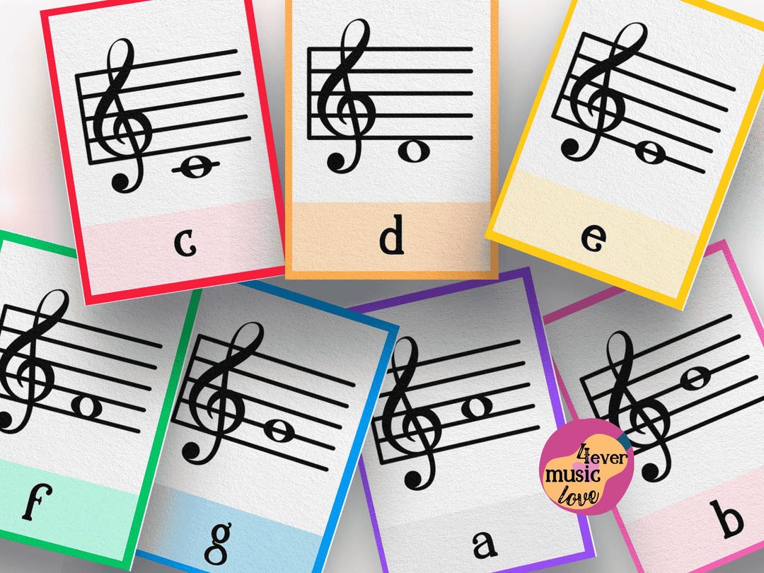 Musical Notes Flash Cards - Color Coded Piano Playing Cards for ...