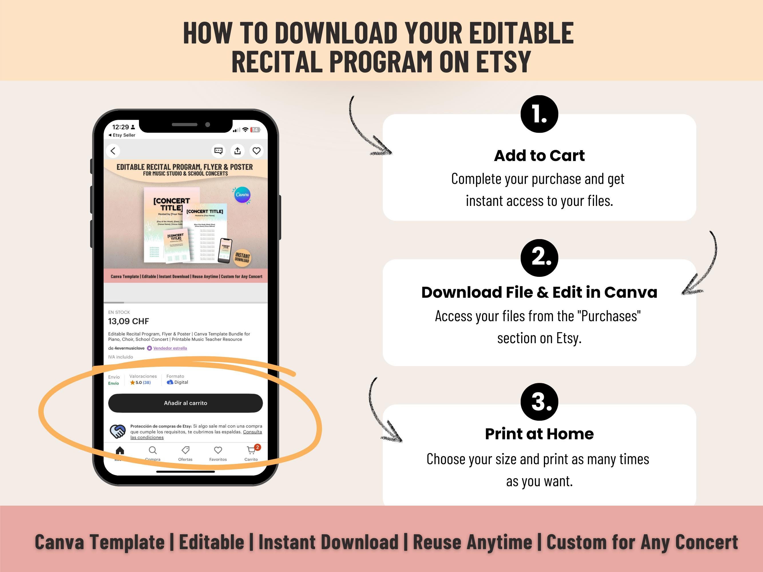 Editable Recital Program, Flyer & Poster | Canva Template Bundle for ...