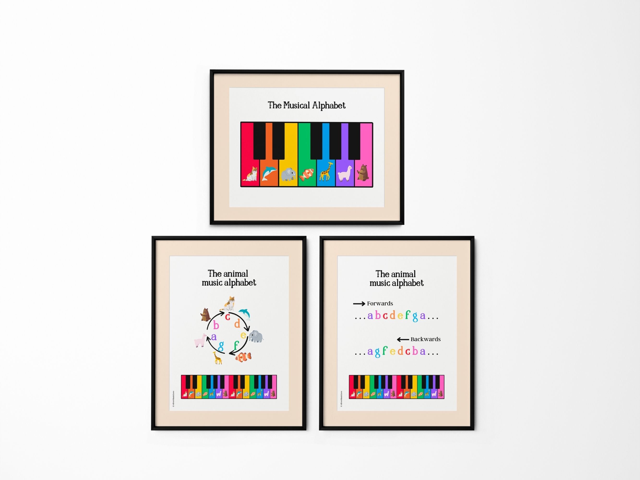 Animal Alphabet Piano Keys Music Wall Art - Educational Posters for ...