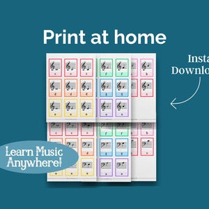 Musical Notes Flash Cards - Color Coded Piano Playing Cards for ...