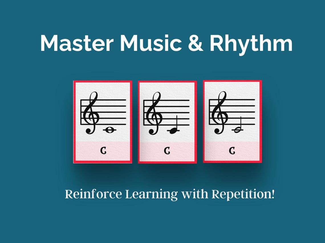 Musical Notes Flash Cards - Color Coded Piano Playing Cards for ...