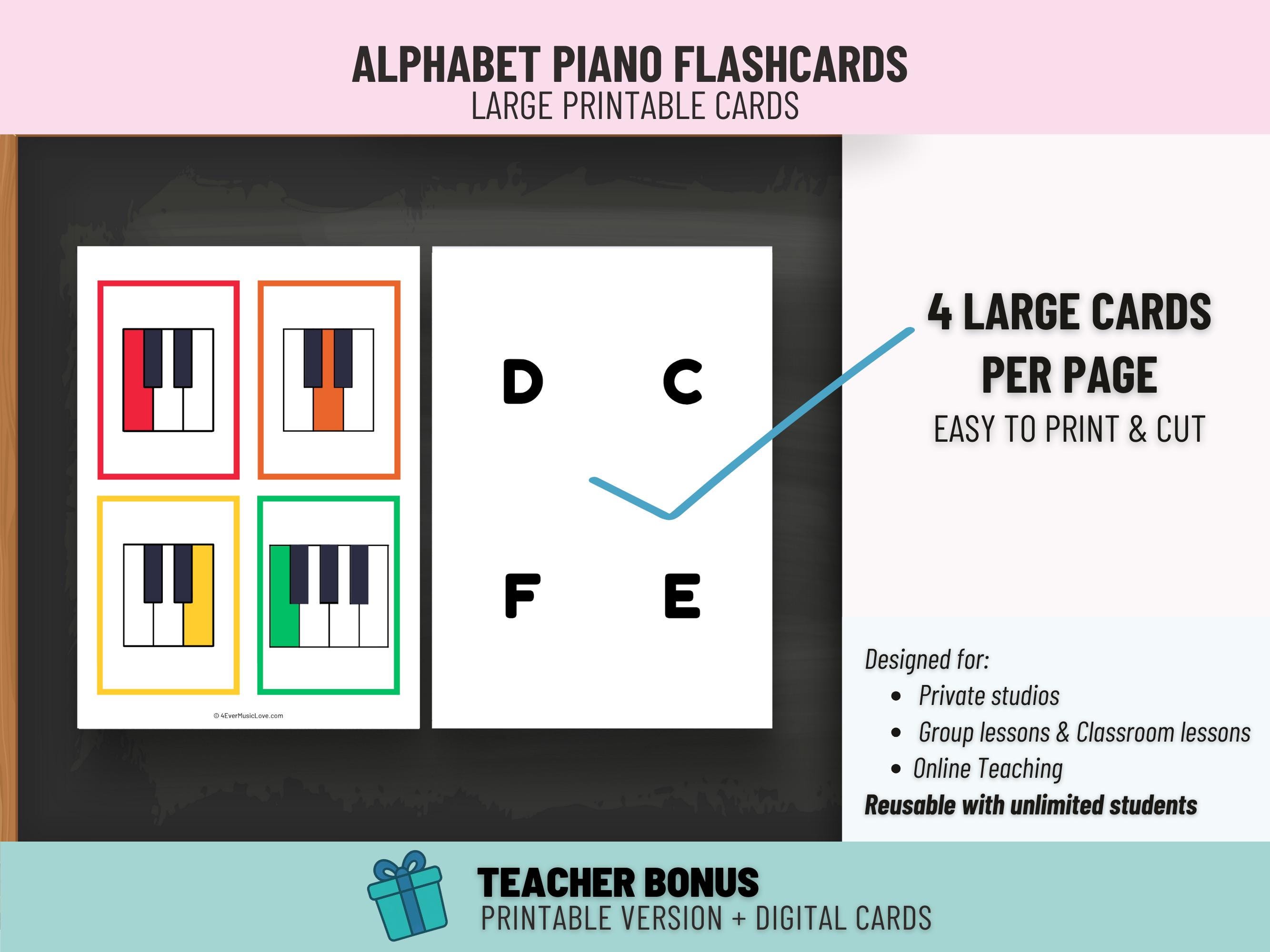Musical Alphabet Piano Flash Cards – Color Coded Keyboard Cards for ...