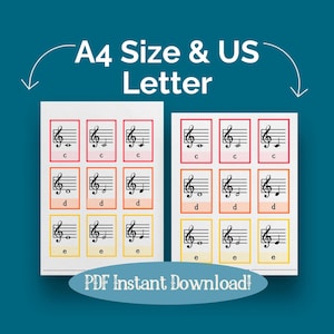 Musical Notes Flash Cards - Color Coded Piano Playing Cards for ...