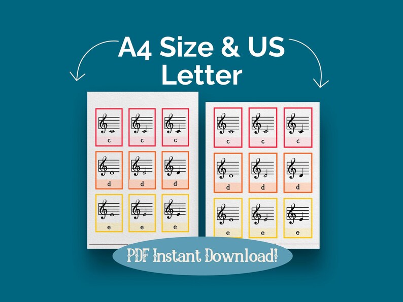 Musical Notes Flash Cards - Color Coded Piano Playing Cards for ...