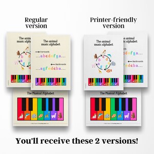 Animal Alphabet Piano Keys Music Wall Art - Educational Posters for ...