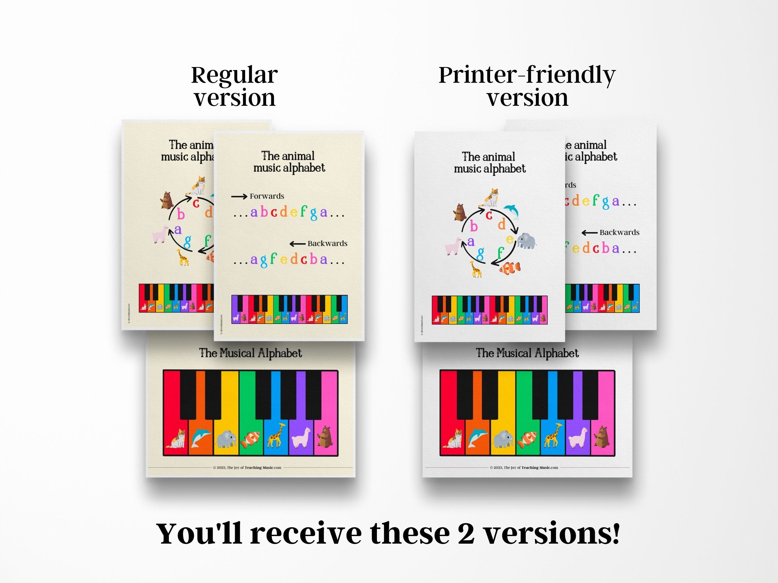 Animal Alphabet Piano Keys Music Wall Art - Educational Posters for ...