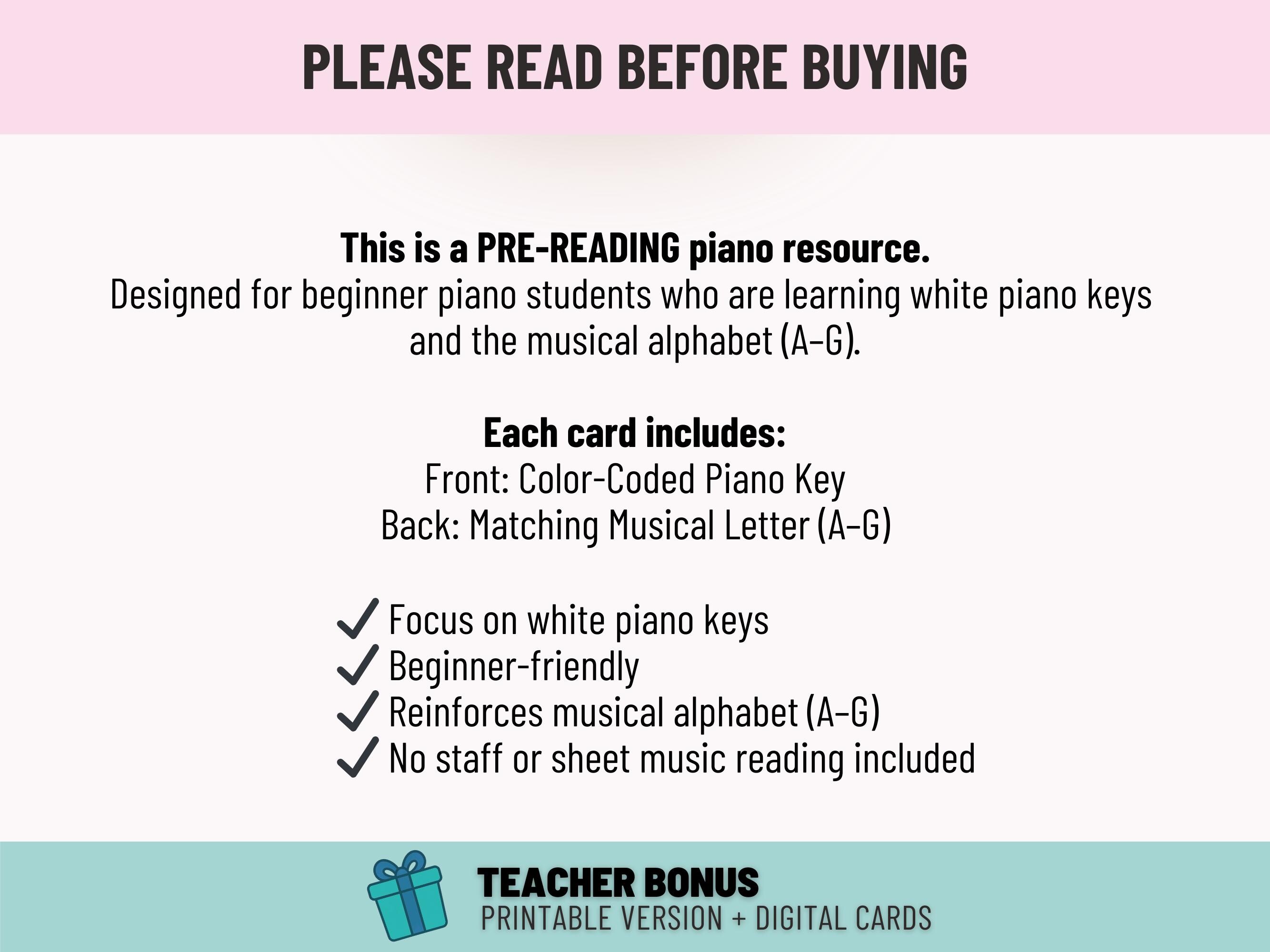 Musical Alphabet Piano Flash Cards – Color Coded Keyboard Cards for ...