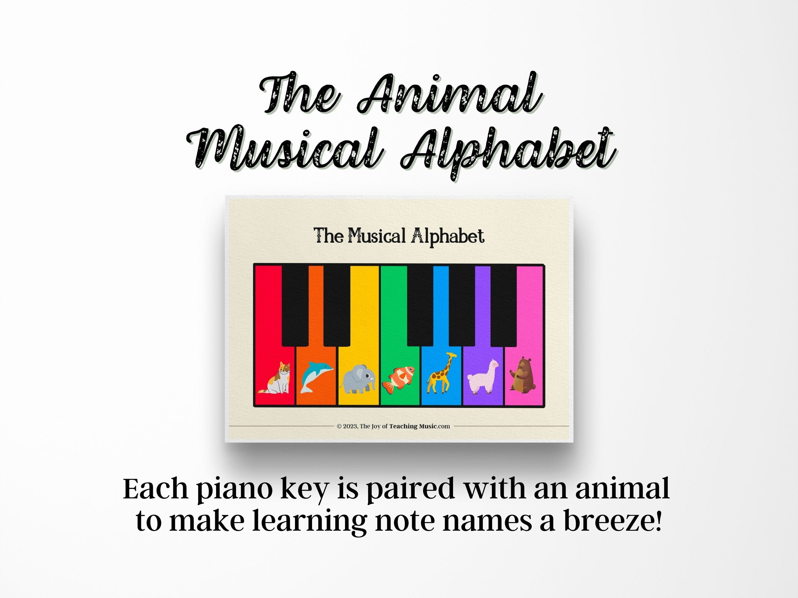 Animal Alphabet Piano Keys Music Wall Art - Educational Posters for ...