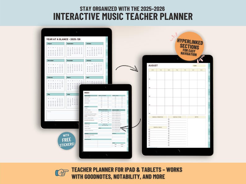 Music Teacher Digital Planner 2025–2026 | Academic iPad Planner for ...