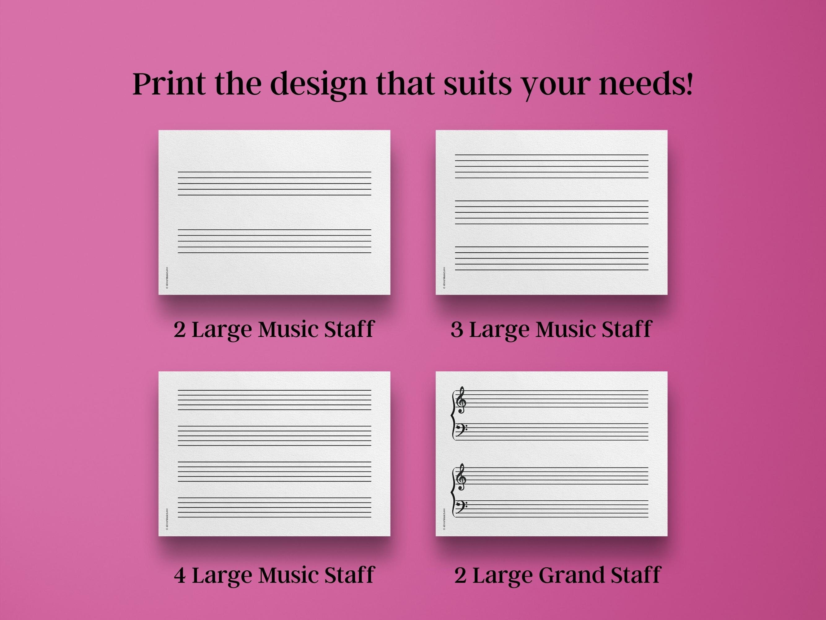 Landscape Wide Staff Paper Pack - Blank Sheet Music for Theory ...