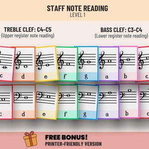 Musical Notes Flash Cards - Color Coded Piano Playing Cards for ...