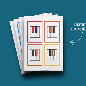 Piano Black Keys Flashcards - Color Coded Music Playing Cards for ...