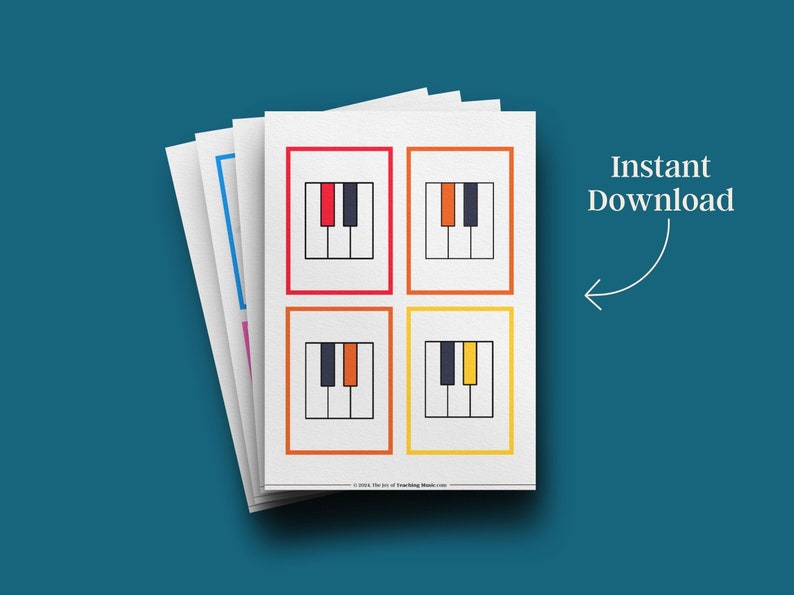 Piano Black Keys Flashcards - Color Coded Music Playing Cards for ...
