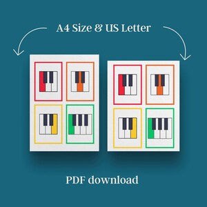 Musical Alphabet Flash Cards - Color Coded Piano Playing Cards for ...