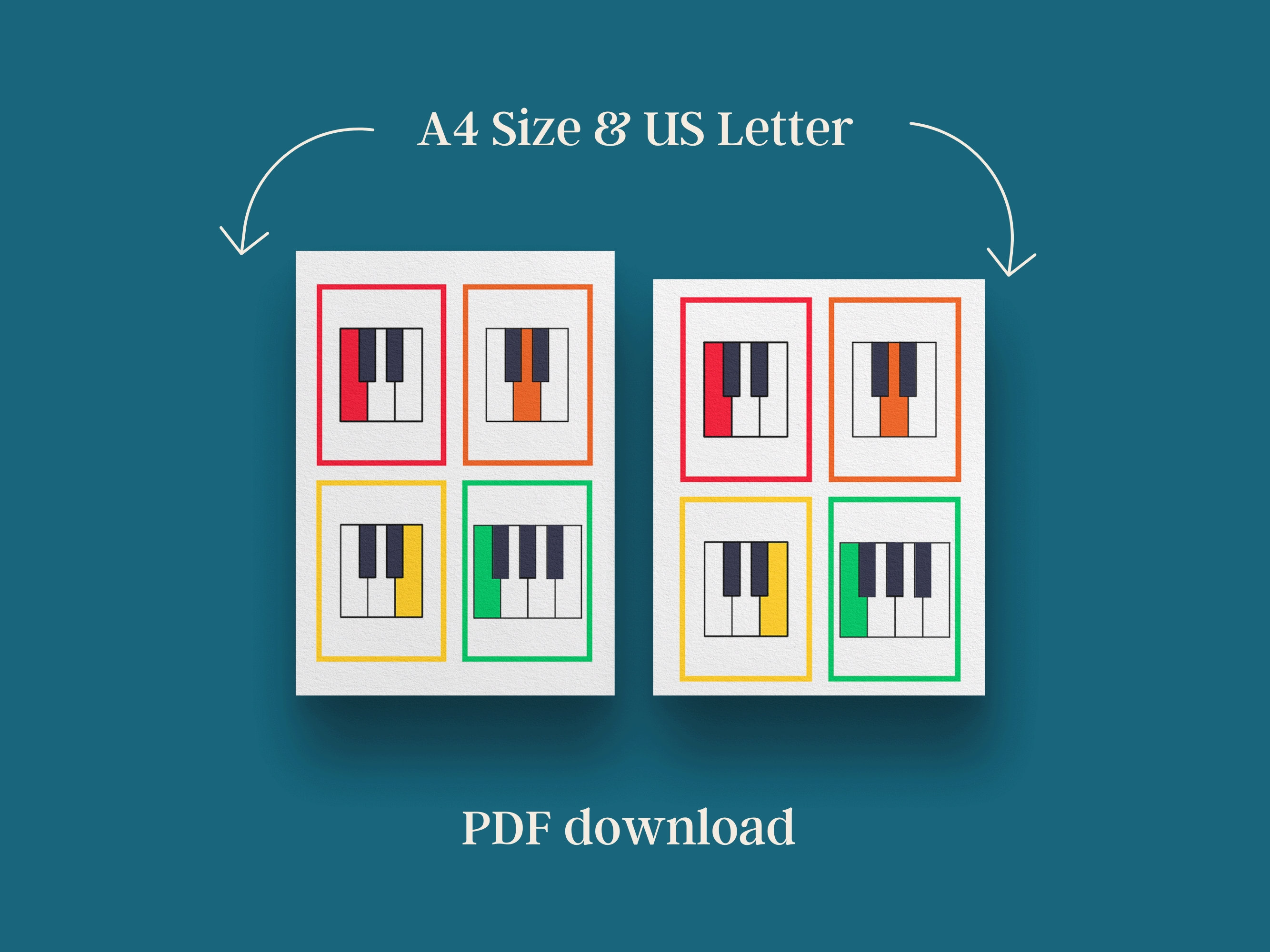 Musical Alphabet Flash Cards - Color Coded Piano Playing Cards for ...