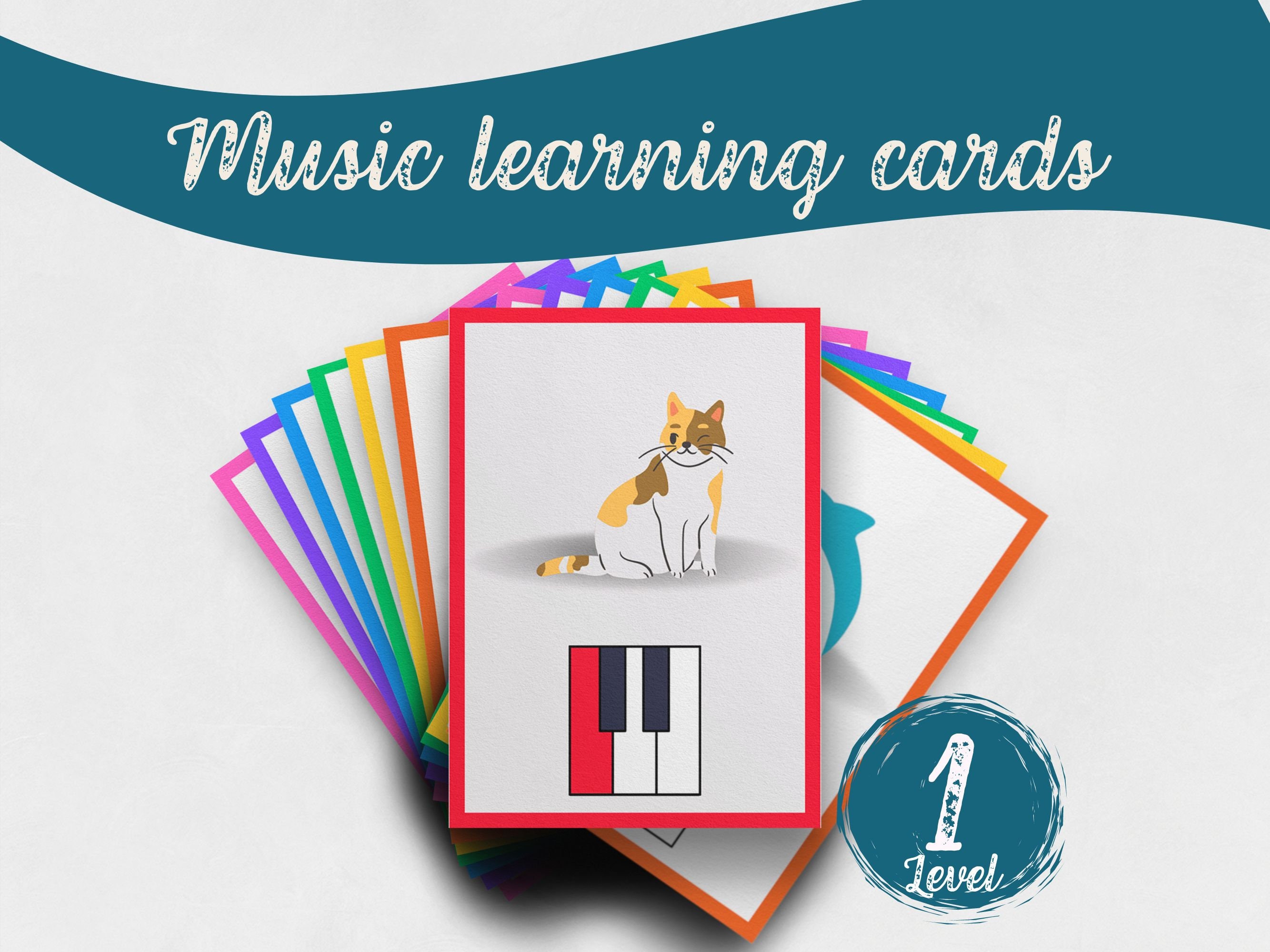 Animal Alphabet Music Flash Cards Color-coded Piano Playing - Etsy