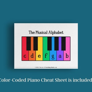 Animal Alphabet Music Flash Cards - Color Coded Piano Playing Cards for ...