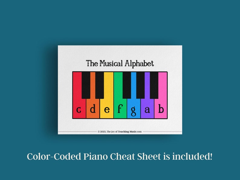 Animal Alphabet Music Flash Cards - Color Coded Piano Playing Cards for ...