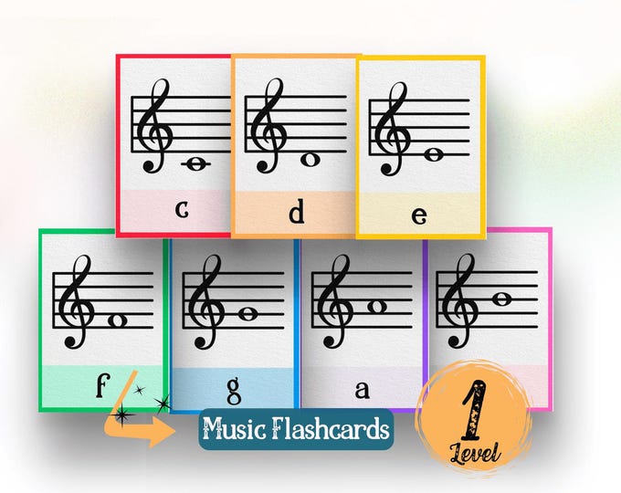 Music Notes Flash Cards - Color Coded Piano Playing Cards for Learning ...