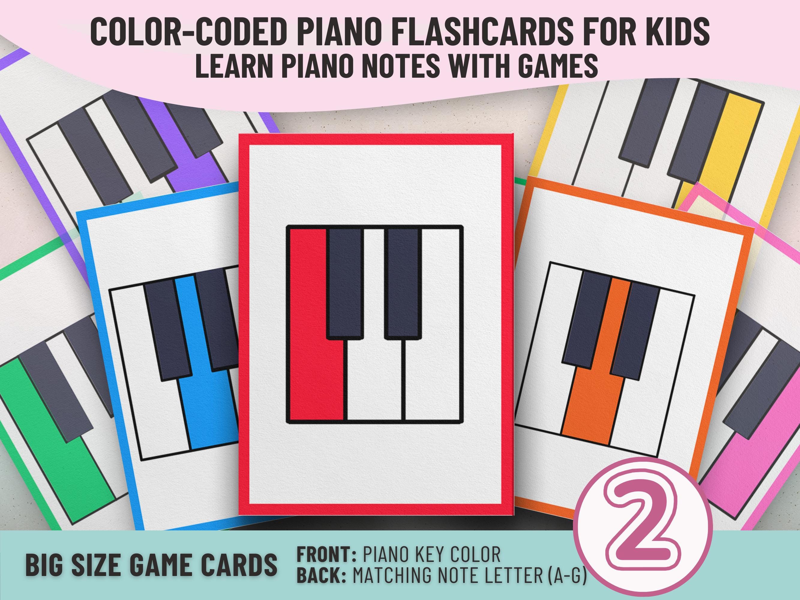 Musical Alphabet Piano Flash Cards – Color Coded Keyboard Cards for ...