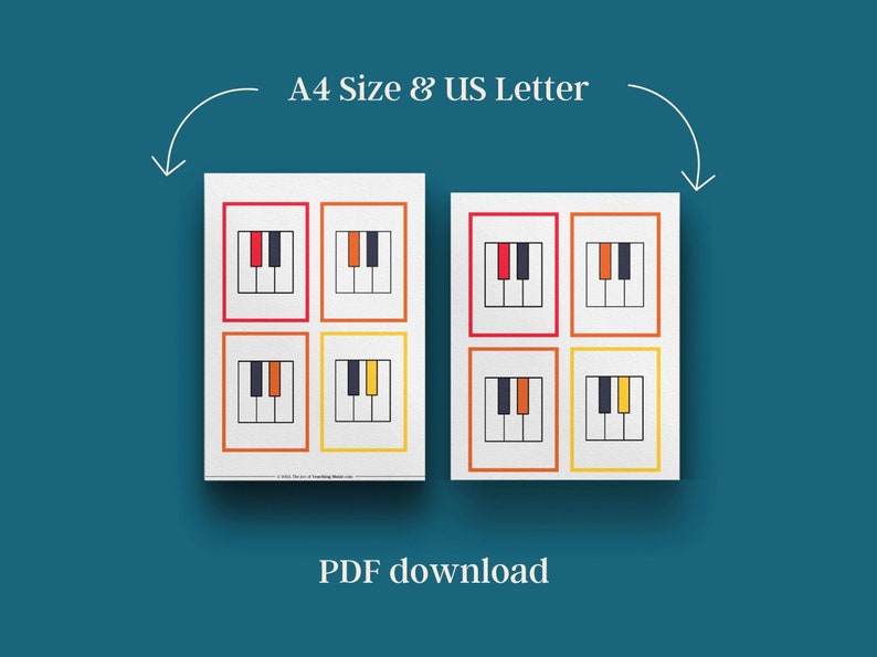 Piano Black Keys Flashcards - Color Coded Music Playing Cards for ...