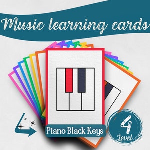 Piano Black Keys Flashcards Color Coded Music Playing Cards for ...