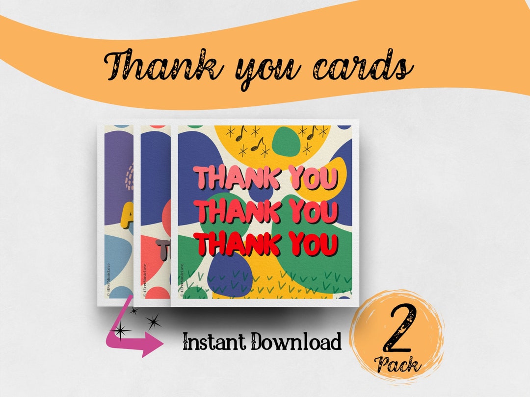 Teacher Appreciation Printable Cards Bundle 2 Digital Thank You Cards ...
