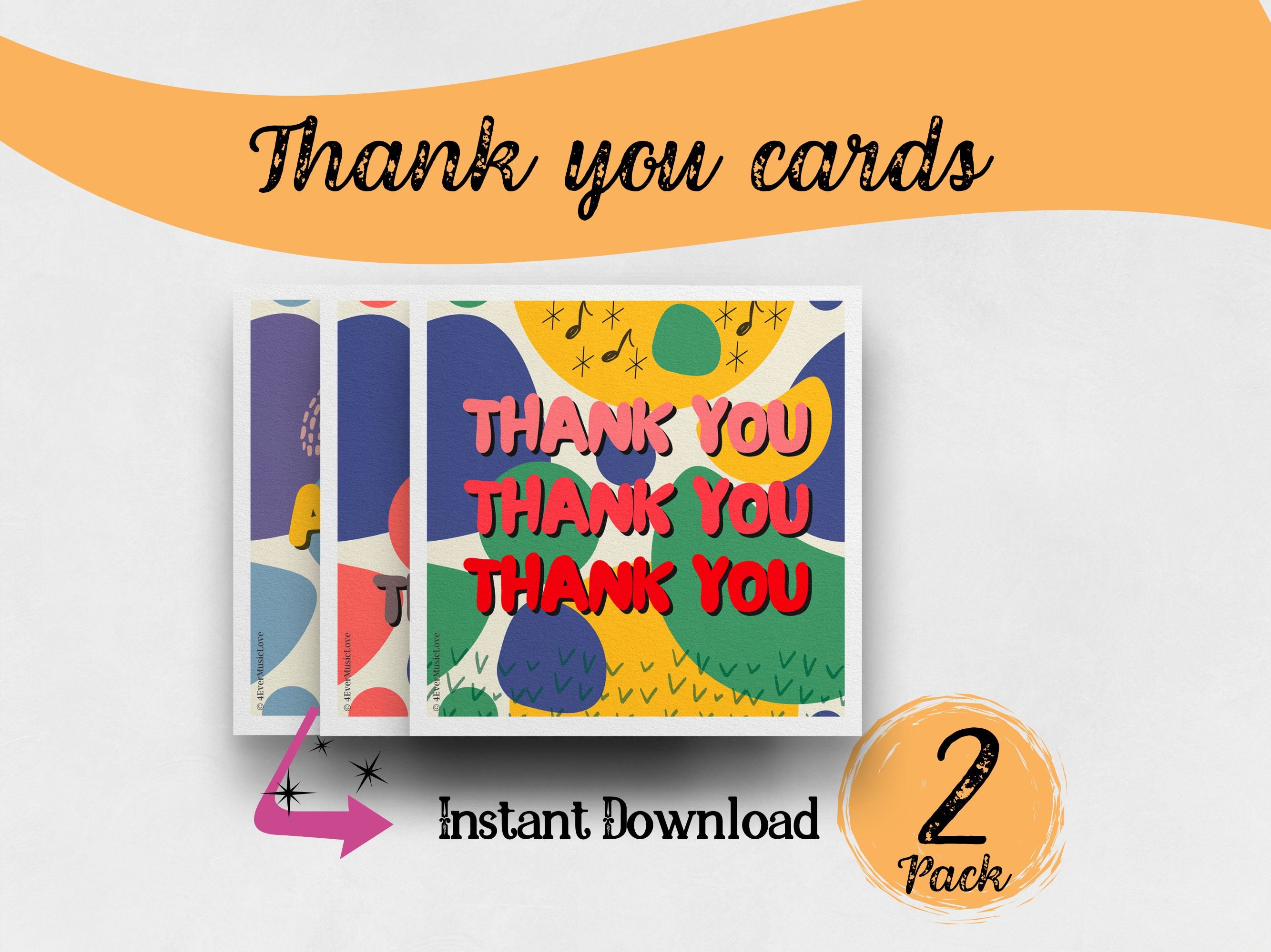 Teacher Appreciation Printable Cards Bundle 2 Digital Thank You Cards ...