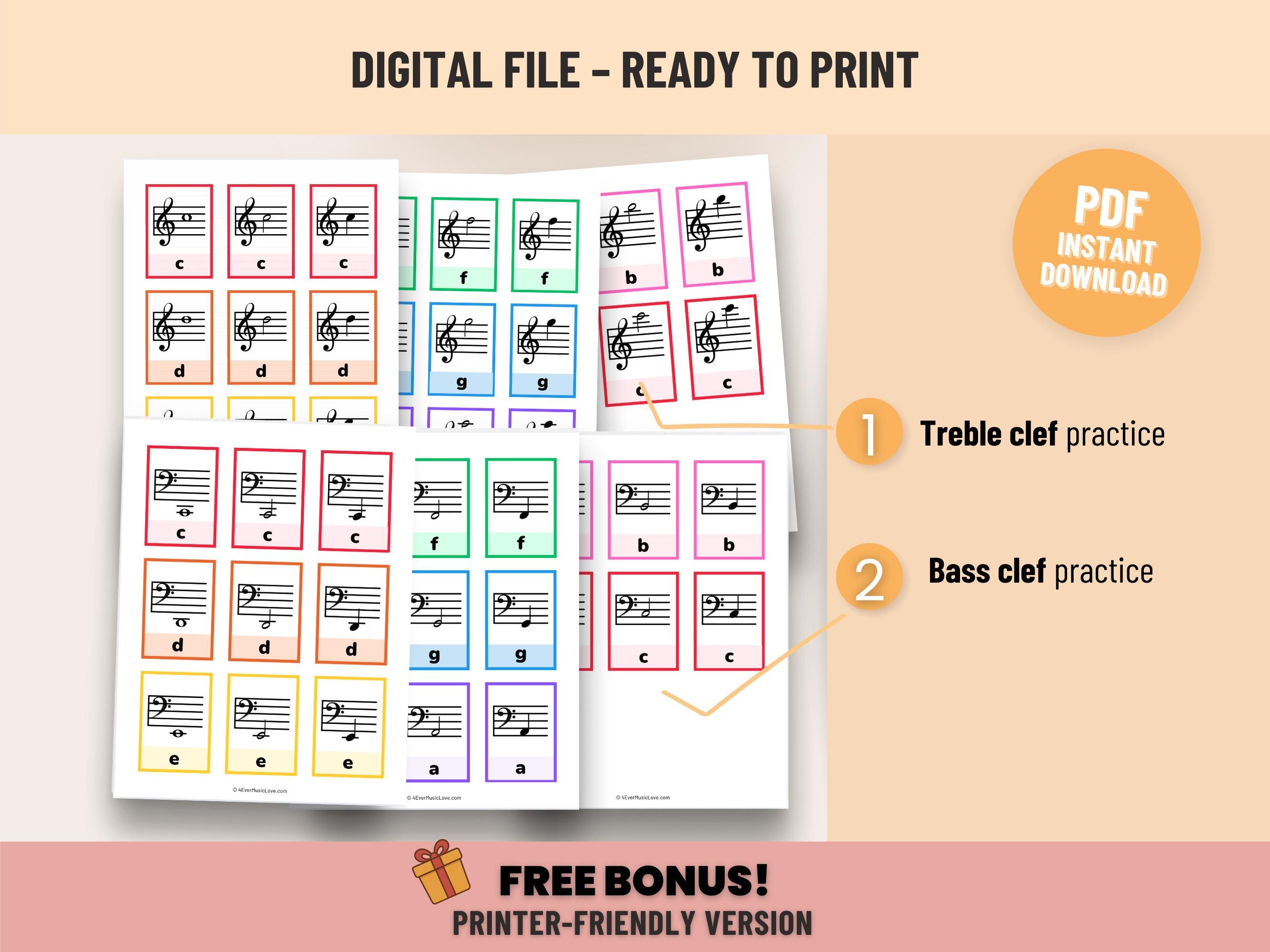 Music Note Flashcards Level 2 – Color Coded Piano Flash Cards for Note ...