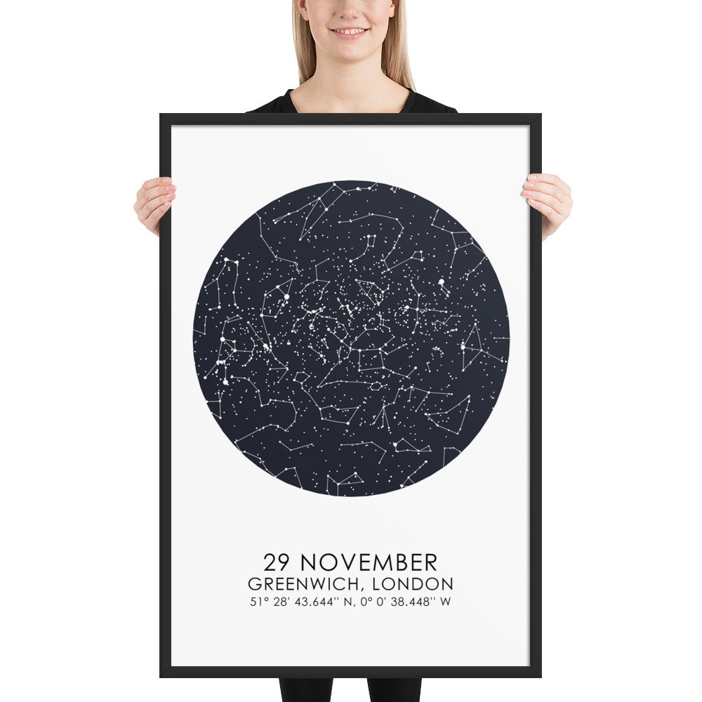 Personalized Night Sky Star Map Print, Star Map Poster by Date and ...
