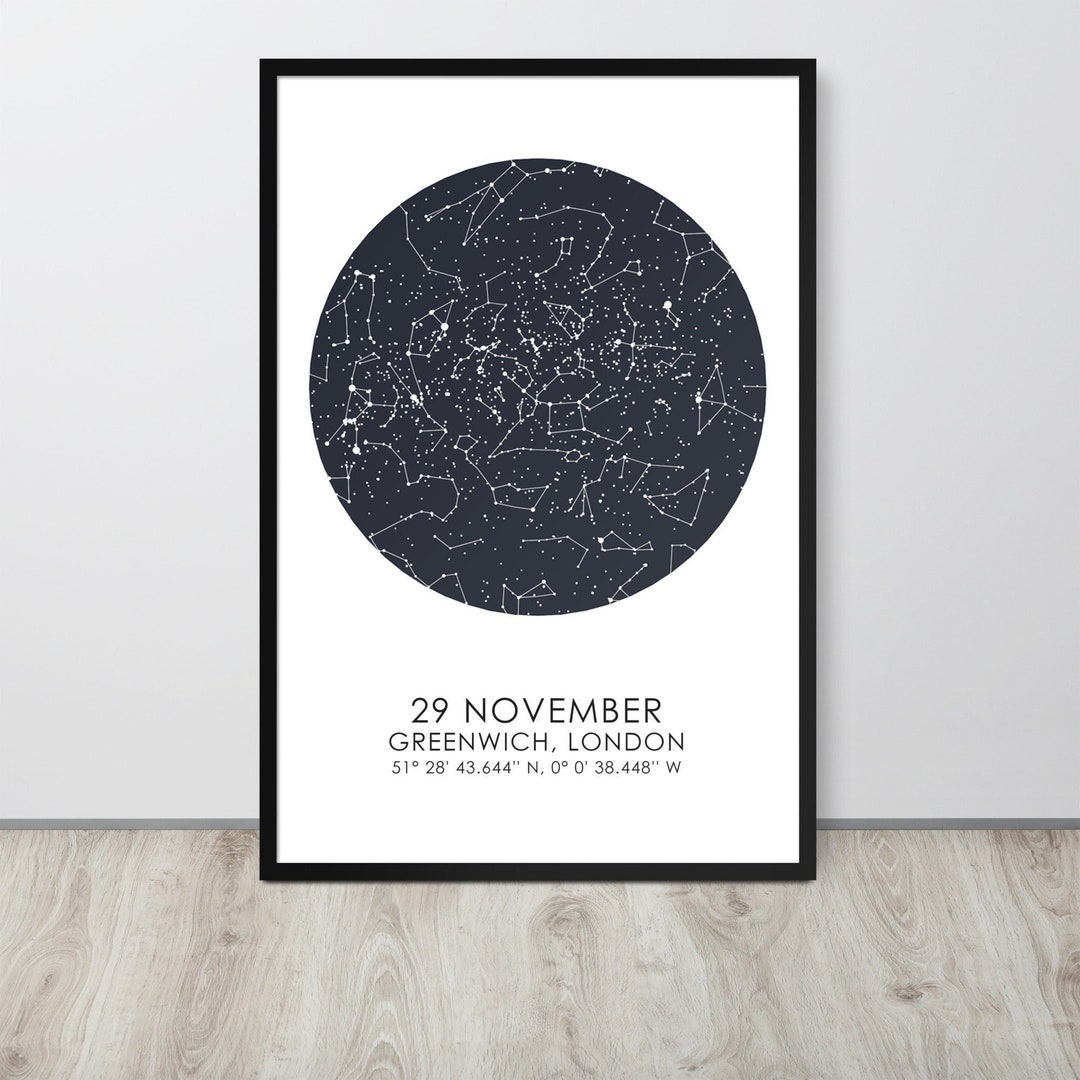Personalized Night Sky Star Map Print, Star Map Poster by Date and ...