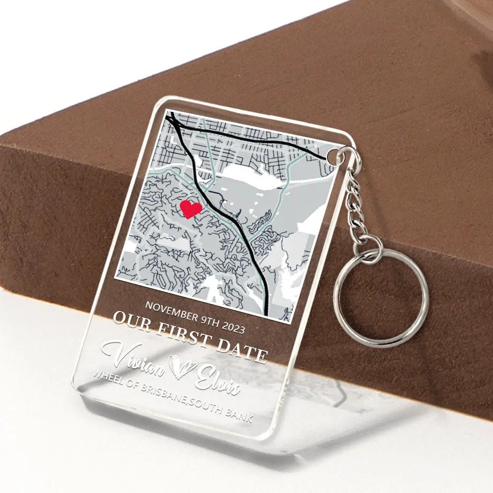 Custom Acrylic Map Where It All Began Keychain, Our First Date Map ...