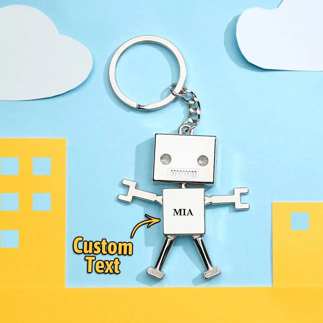 Robot Charm Keychain, Robot Keyring, Toy Robot Keyring, Personalised ...