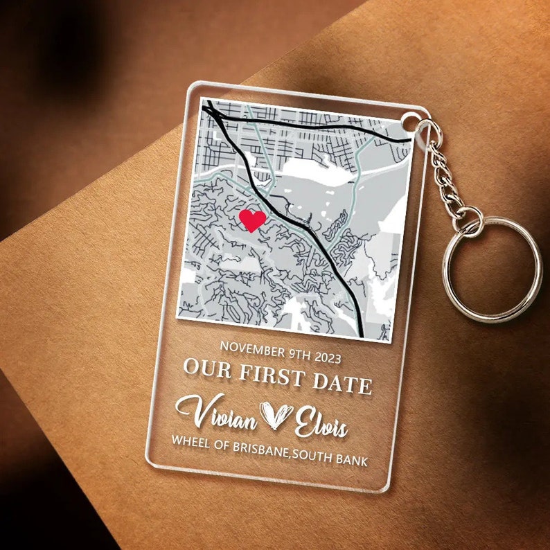 Custom Acrylic Map Where It All Began Keychain, Our First Date Map ...