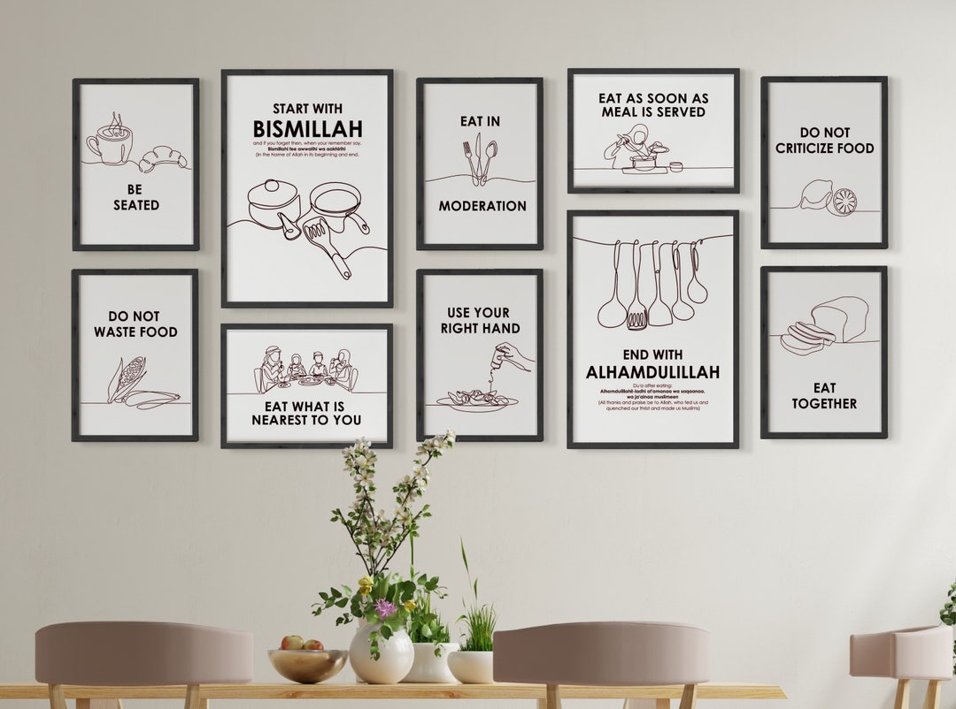 Set of 10 | Islamic Etiquette for Eating | Sunnah for Dining | Islamic ...