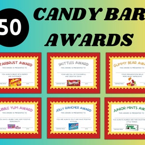 50 Individual Candy Bar Awards Candy Bar Award Certificates Individual ...