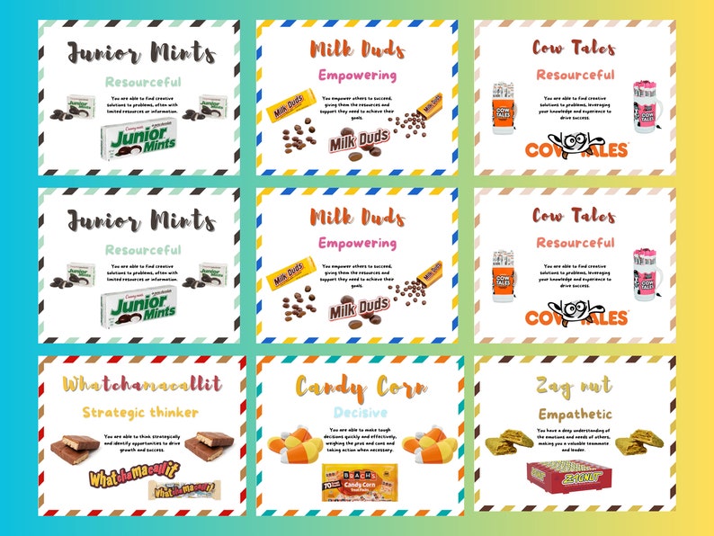 60 EMPLOYEE CANDY BAR Awards - Candy Bar Award Certificates - Co-worker ...