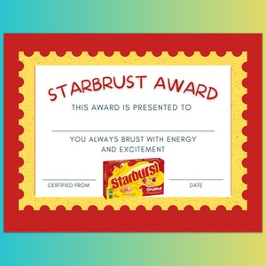 50 Individual Candy Bar Awards Candy Bar Award Certificates Individual ...