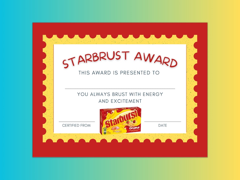50 Individual Candy Bar Awards Candy Bar Award Certificates Individual ...