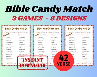 Bible Candy Match Game Fun Bible Matching Game Printable Bible Game for ...