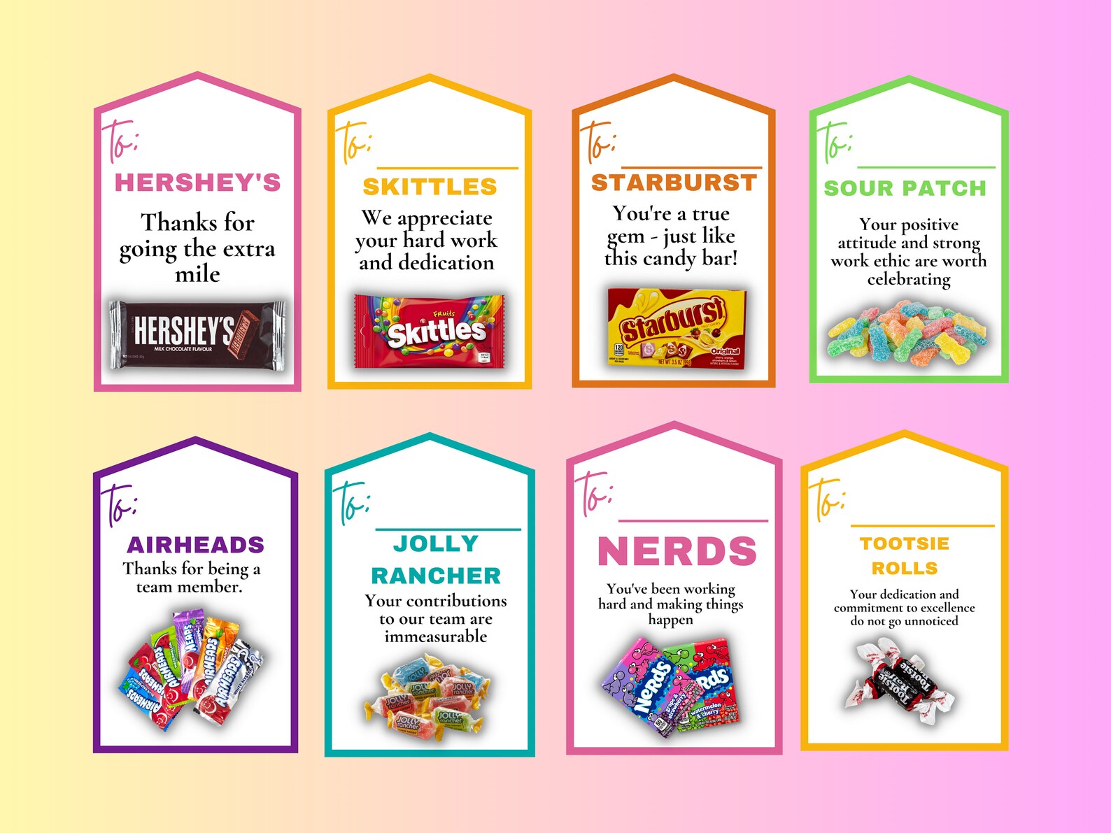 50 Employee Candy Bar Gift Tags Employee Appreciation Tag - Etsy
