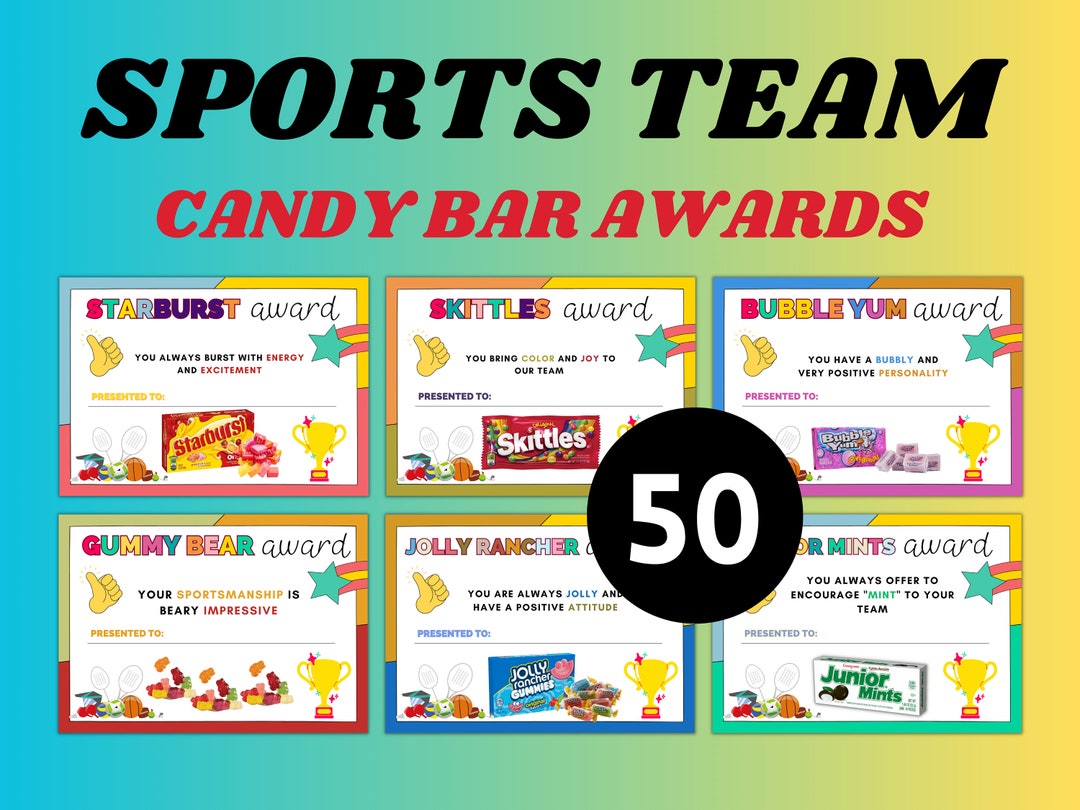 Sports Team Candy Bar Award Certificates Sports Players Candy Bar ...