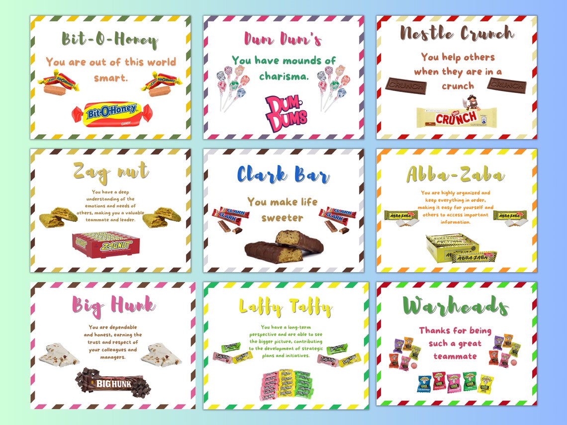 60 Candy Bar Awards Candy Bar Award Certificates - Etsy
