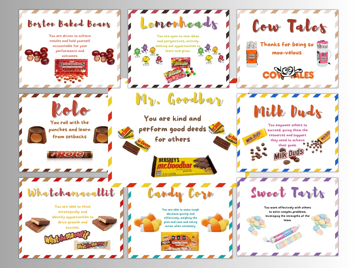 60 Individual Candy Bar Awards Candy Bar Award Certificates Individual ...