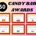 50 Individual Candy Bar Awards Candy Bar Award Certificates Individual ...